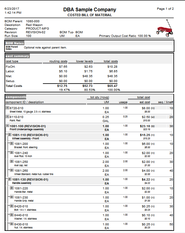 02-Costed BOM Report | DBA Manufacturing Software